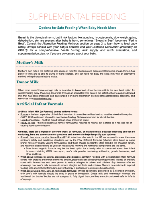Supplemental & Alternative Feeding :: alliswellfamilypractice.org